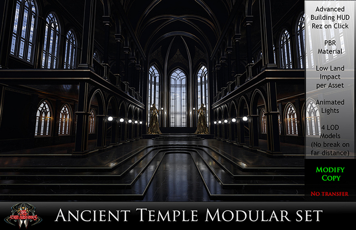 Second Life Marketplace - TSC Ancient Temple (Black Marble) Modular Set (PBR) ADD